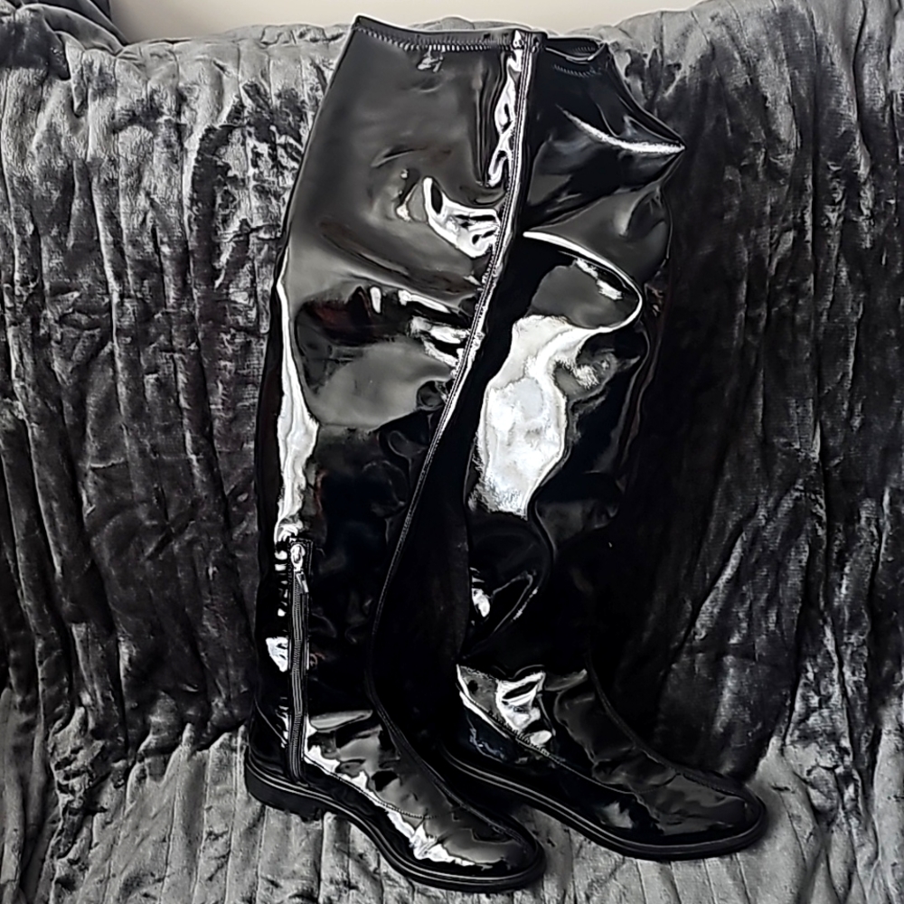 Over The Knee Patent Leather Boota - Gem